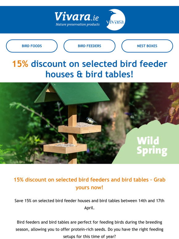 BirdFood: 🌻 15% off selected bird feeder houses and tables | Milled