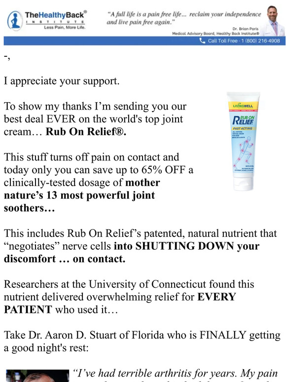 Healthy Back Institute: Ease Joint Aches With Up To 65% OFF Rub On ...