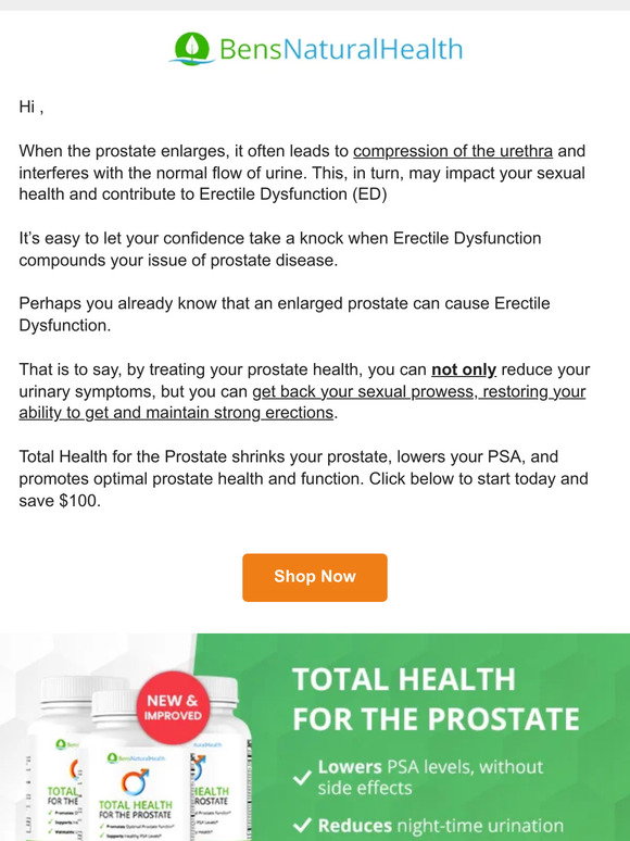 Ben's Natural Health: Erectile Dysfunction and Enlarged Prostate | Milled