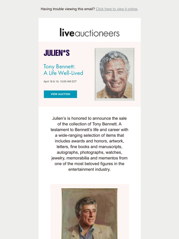 LiveAuctioneers: Julien's Auctions | Tony Bennett: A Life Well-Lived ...