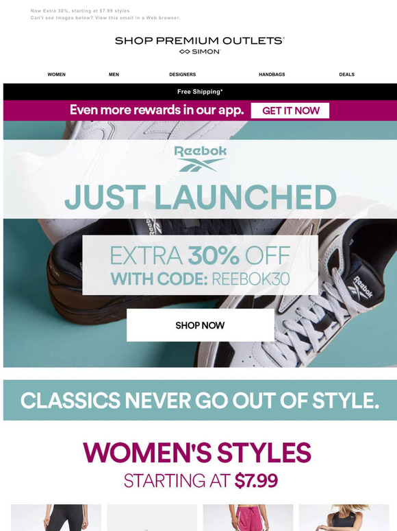 Shop Premium Outlets: JUST DROPPED: Reebok New Styles | Milled