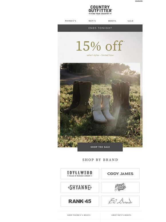Country Outfitter: April Boot Event Ends Tonight | Milled