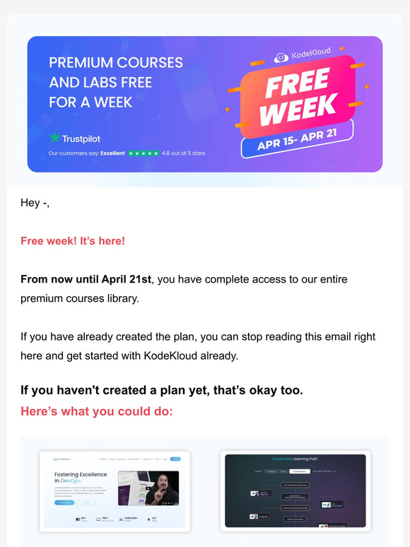 KodeKloud: KodeKloud's Free Week Starts Today - Start learning right away! | Milled