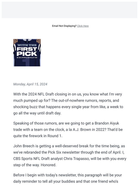 CBS Sports: With the First Pick: Top-10 chaos in latest mock draft ...