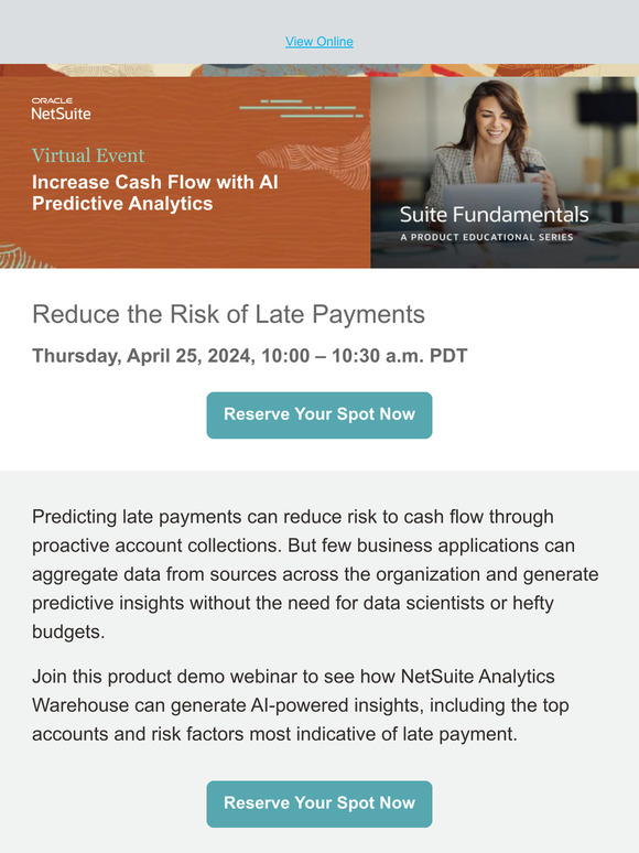 NetSuite: Virtual Event: Increase Cash Flow with AI Predictive ...