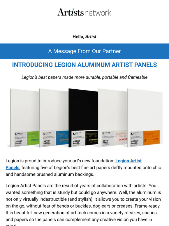 Artists Network: Introducing Legion Aluminum Artist Panels | Milled