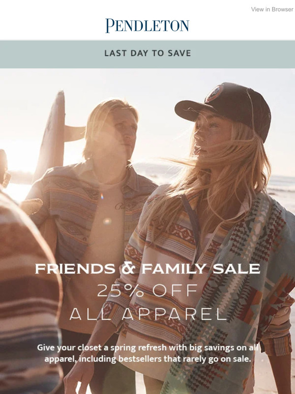 Pendleton: Last day to shop Friends & Family | Milled