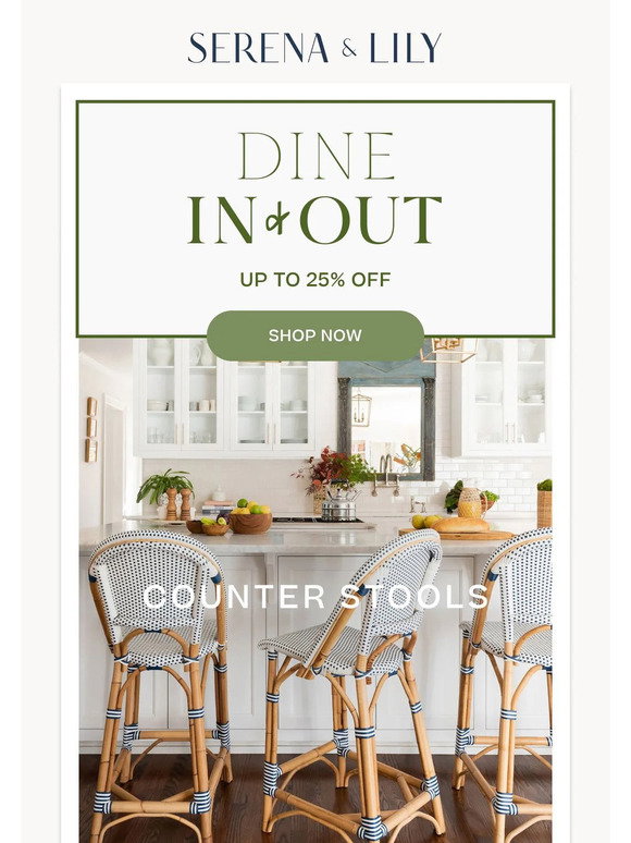 Serena and Lily: Dine In & Out: Up to 25% off begins! | Milled