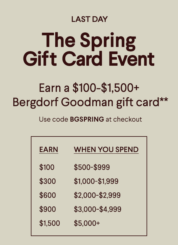 Bergdorf Goodman: Earn Up To A $1,500 Gift Card | Milled