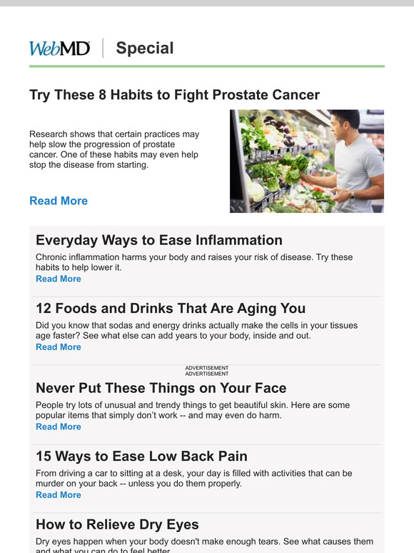 WebMD: Try These 8 Habits to Fight Prostate Cancer | Milled
