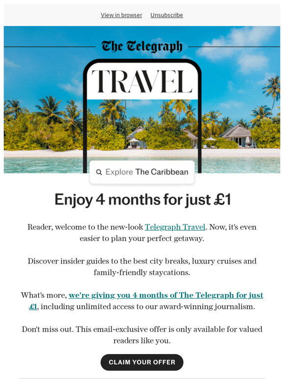 The Telegraph Try 4 Months Of The Telegraph For Just £1 Milled