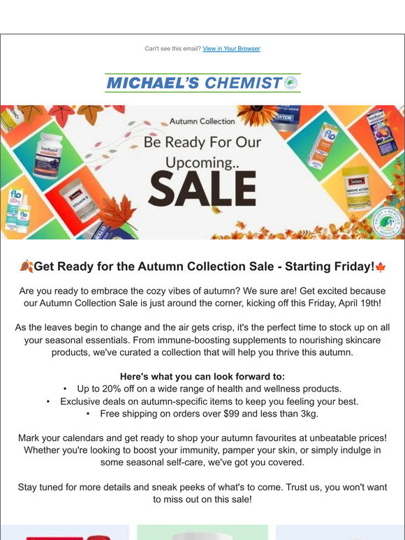 Michael's Chemist: Autumn Wellness Event: Up to 20% Off Health Must ...