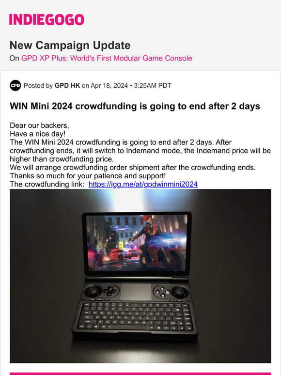 Indiegogo: 📢 Update #24 from GPD XP Plus: World's First Modular Game ...