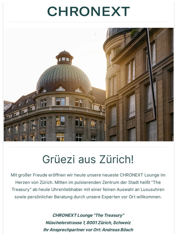 CHRONEXT: Now Open: The Treasury in Zürich | Milled