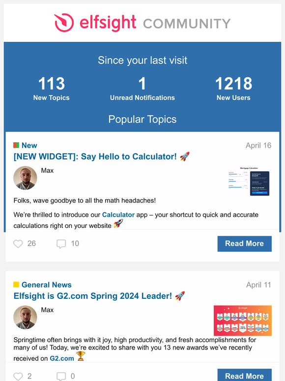 Elfsight: [Elfsight Community] Summary | Milled