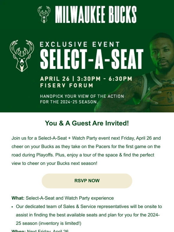 Bucks Pro Shop: You're Invited: Exclusive Select-A-Seat Event | Milled