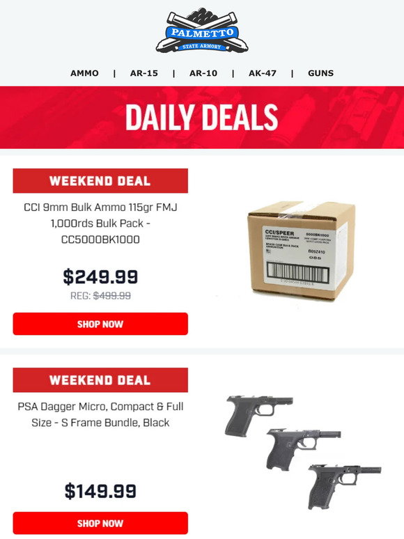 Palmetto State Armory: Smokin' Deal For the Weekend! | CCI 9mm FMJ ...