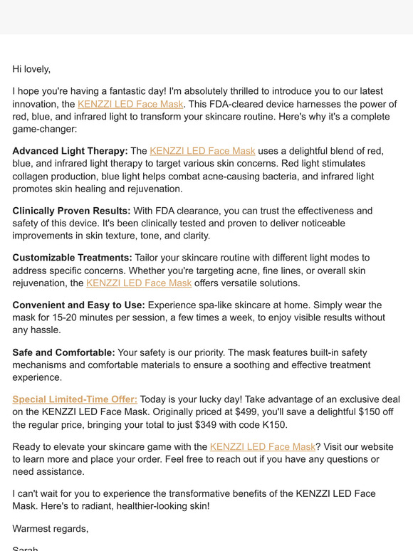 Kenzzi: KENZZI LED Face Mask + Exclusive Savings Inside! | Milled