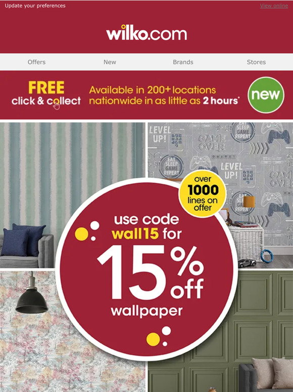 Wilko: 15% OFF wallpaper ⏱️ over 1000 lines on offer! | Milled