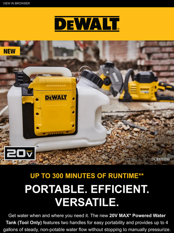 DEWALT: Discover the NEW 20V MAX* Powered Water Tank | Milled