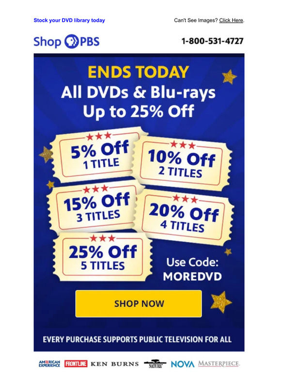 Shop.PBS.org: Up to 25% off DVDs ends tonight. | Milled