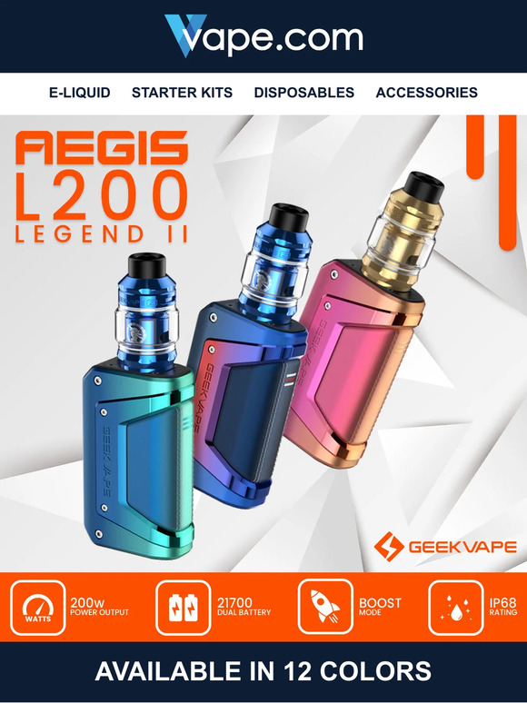 Vape.com: 🦾 Upgrade Now! GEEKVAPE L200 AEGIS LEGEND 2 KIT 200W 🤖 | Milled