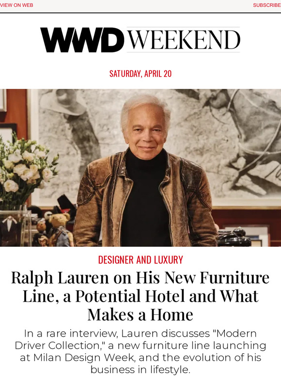Women's Wear Daily: Ralph Lauren Talks New Furniture Line, Potential ...