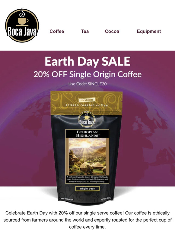 Boca Java Coffee: Celebrate 🌎 Day with 20% OFF Single Origin Coffees ...