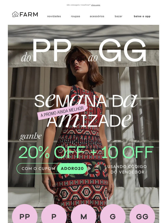 FARM Brasil: 20% OFF + 10% extra em todos os tamanhos 😍 | Milled