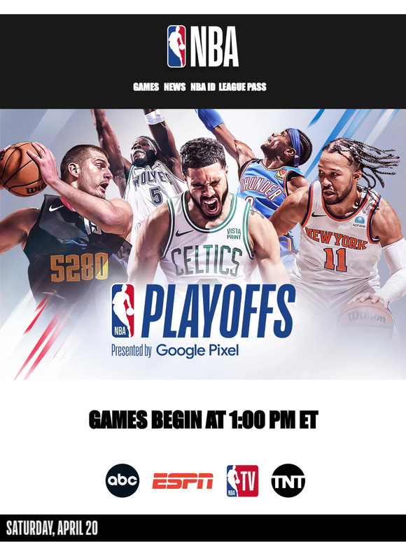 NBA Store: The 2024 NBA Playoffs Presented by Google Pixel Tip Off Today! | Milled