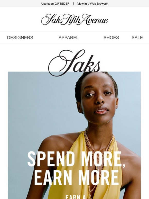 Saks Fifth Avenue: Now's your chance to earn a $50–$500 gift card ...