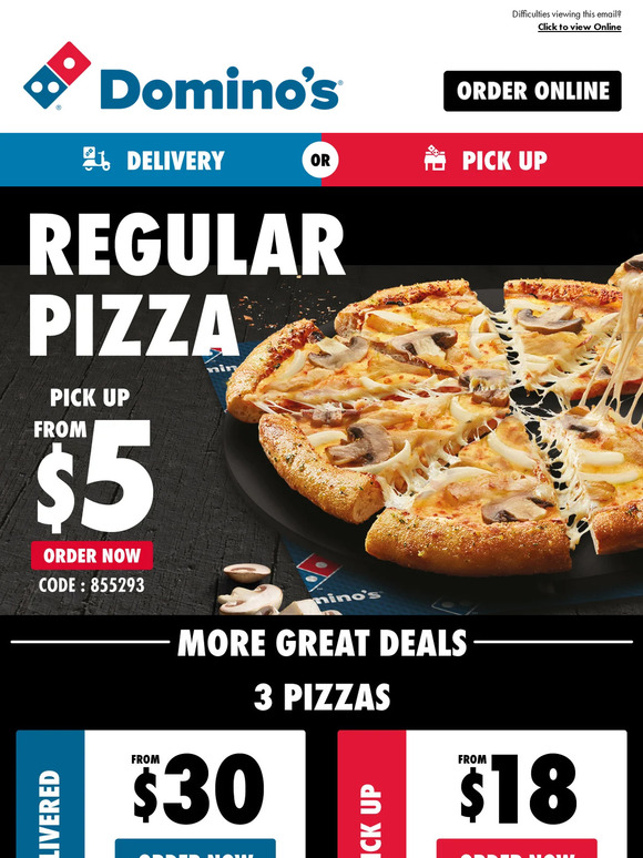 Domino's Pizza: Wah Regular Pizza $5 only leh! Only at Domino's hor ...