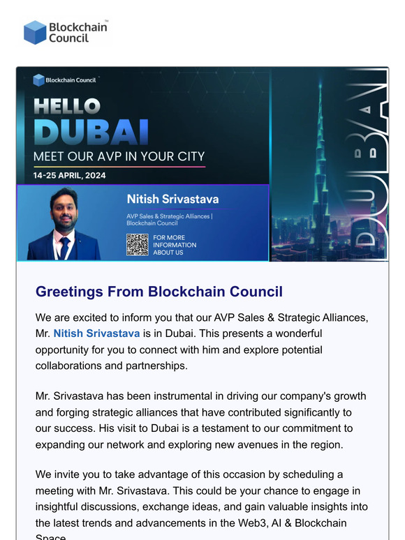 Blockchain Council: Exclusive Invitation: Meet our AVP in Dubai! | Milled