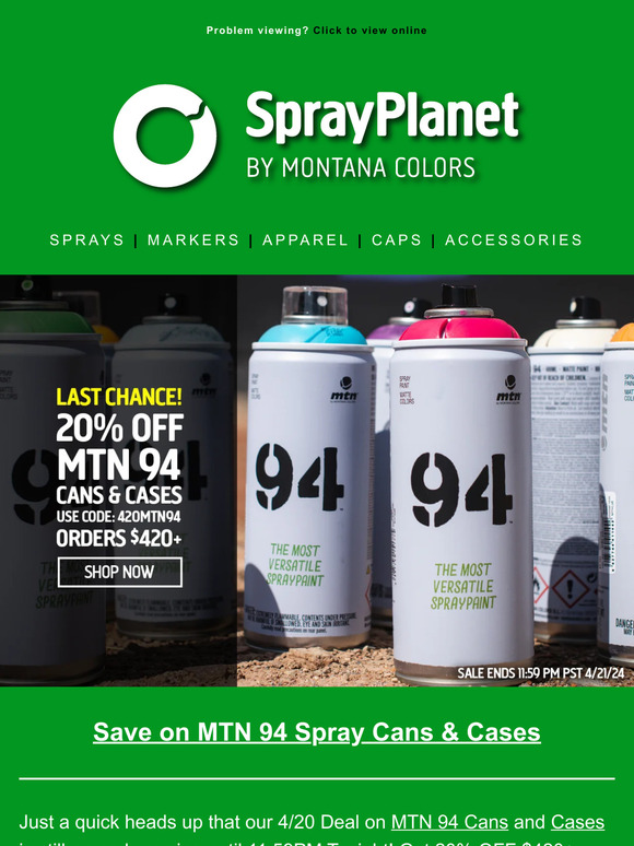 Spray Planet: Special MTN 94 4/20 Deal ends TONIGHT! | Milled