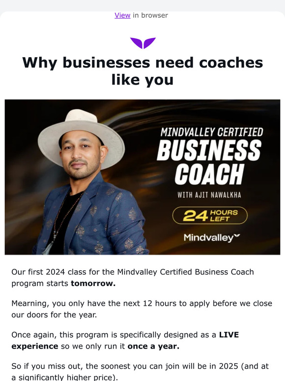 Mindvalley: Last chance to apply for the Mindvalley Business Coach ...
