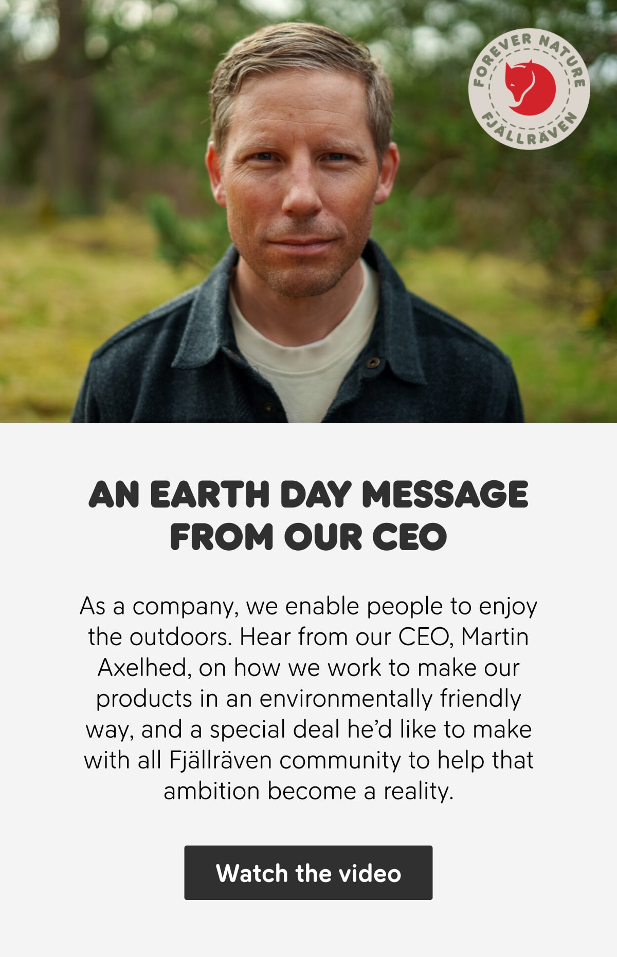 Fjällräven: An Earth Day offer from our CEO, Martin Axelhed | Milled