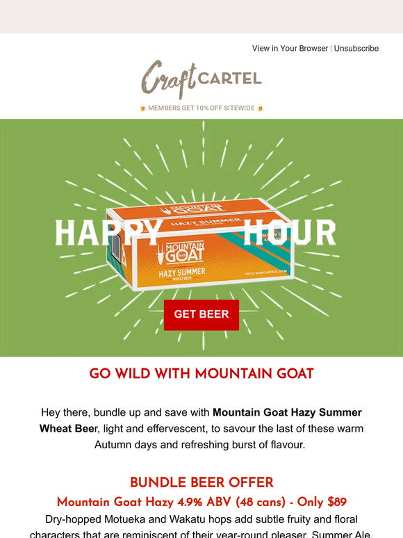 Craft Cartel: 🍻Happy Hour: Only $89 - 48 cans - Mountain Goat Hazy | Milled
