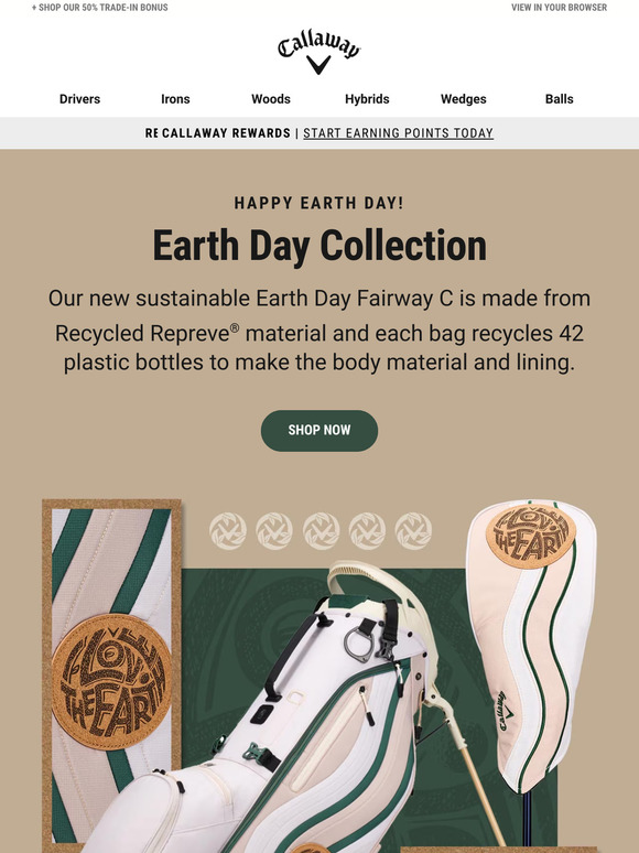 Callaway Golf: Earth Day Collection Bags Recycle 42 Plastic Bottles ...