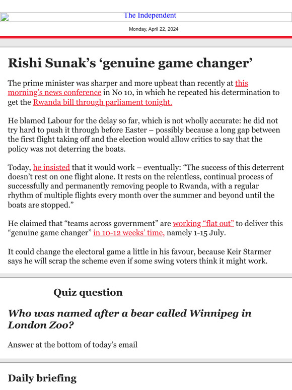 The Independent: Rishi Sunak’s ‘genuine game changer’ | Milled