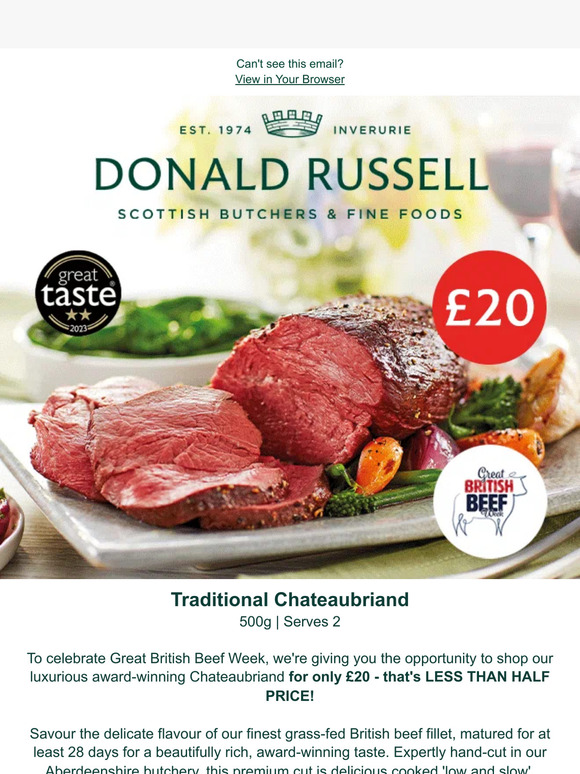 Donald Russell: £20 Chateaubriand | Limited time only 💥 | Milled