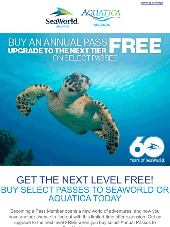 SeaWorld: Extended: Get the Next Level FREE on Select Passes! | Milled