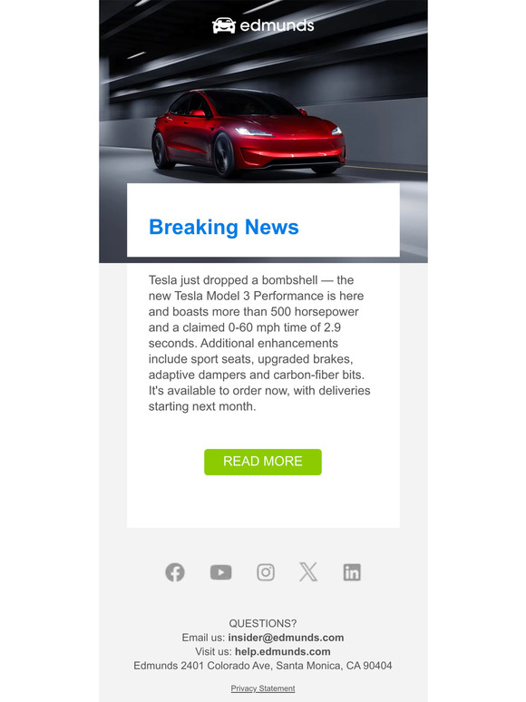 Edmunds: Breaking News: Tesla Unveils High-Voltage Model 3 Performance ...