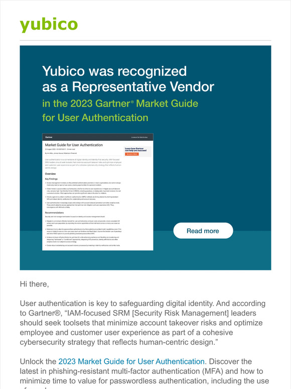 Yubico: Phishing-resistant authentication: insights from Gartner Market ...
