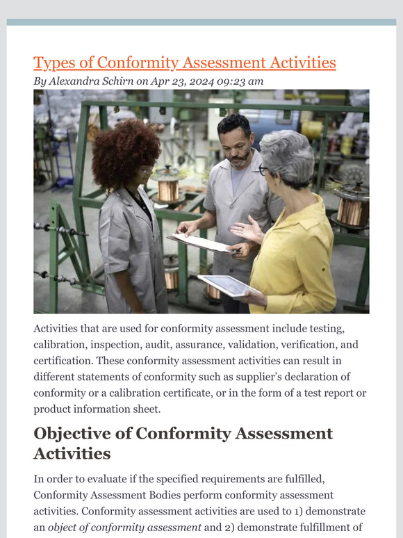 ANSI: New from the ANSI Blog: Types of Conformity Assessment Activities ...