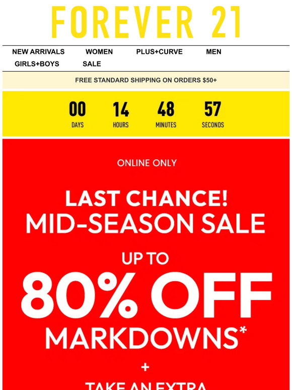 Forever 21: 🚨 Last Chance: Mid-Season Sale Ends Today | Milled