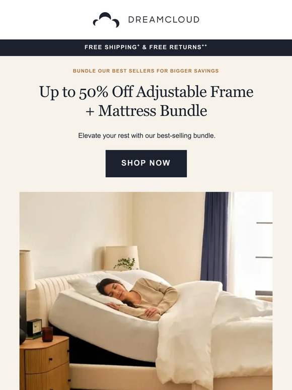 DreamCloud: Easy setup, great sleep! Discover why with up to 50% off Adjustable Bundles!" | Milled
