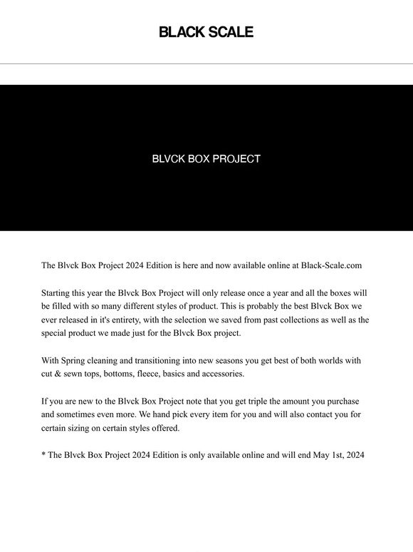 Black Scale: BLVCK BOX PROJECT | 2024 EDITION | Milled