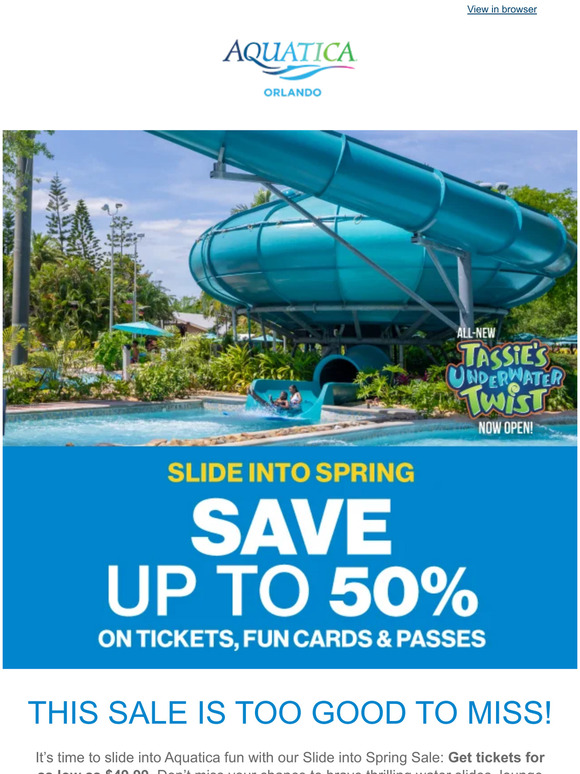 SeaWorld: Slide Into Spring Sale: Tickets Now as Low as $49.99! | Milled