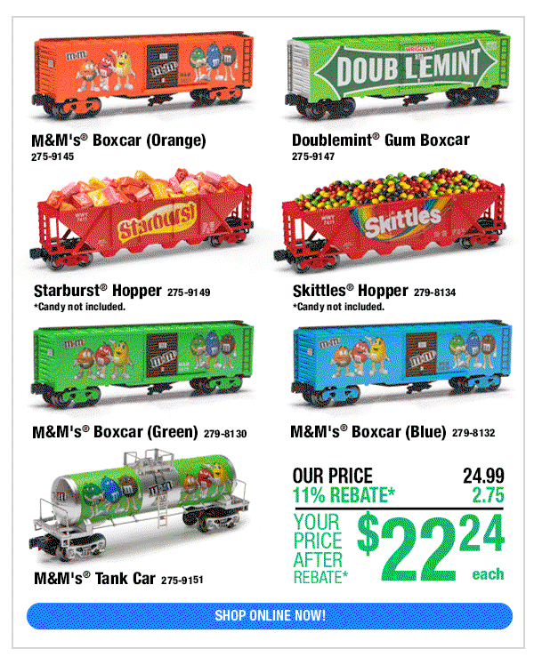 Menards: O Gauge M&M's Gondola with Figures! | Milled