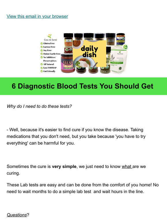 Casa de Sante: 6 Diagnostic Blood Tests You Should Get | Milled